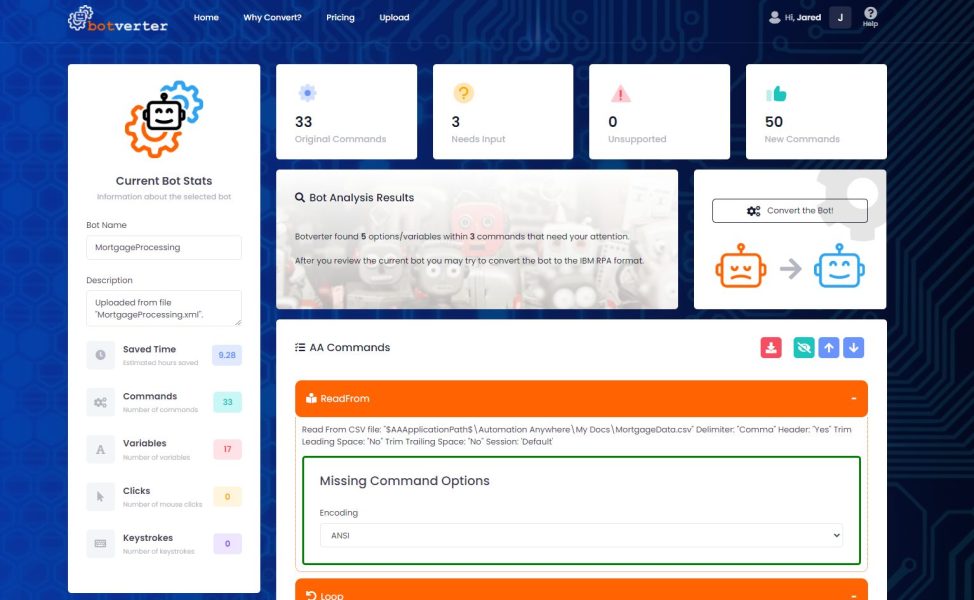 Convert from Automation Anywhere to IBM RPA using Botverter